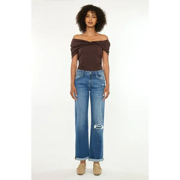 KANCAN Bianca Essentials Mid Rise True Straight Jeans - Medium Wash