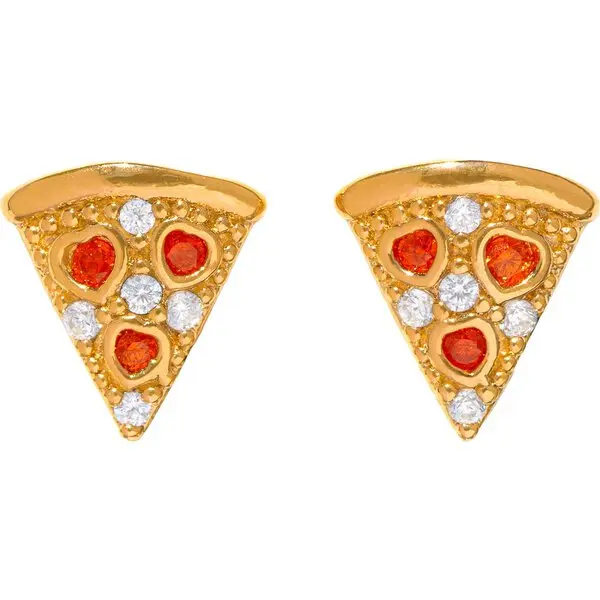GIRLS CREW Pepperoni Pizza Stud Earrings - Gold