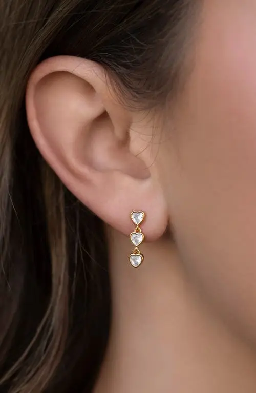 GIRLS CREW Falling Hearts Cubic Zirconia Dangle Earrings