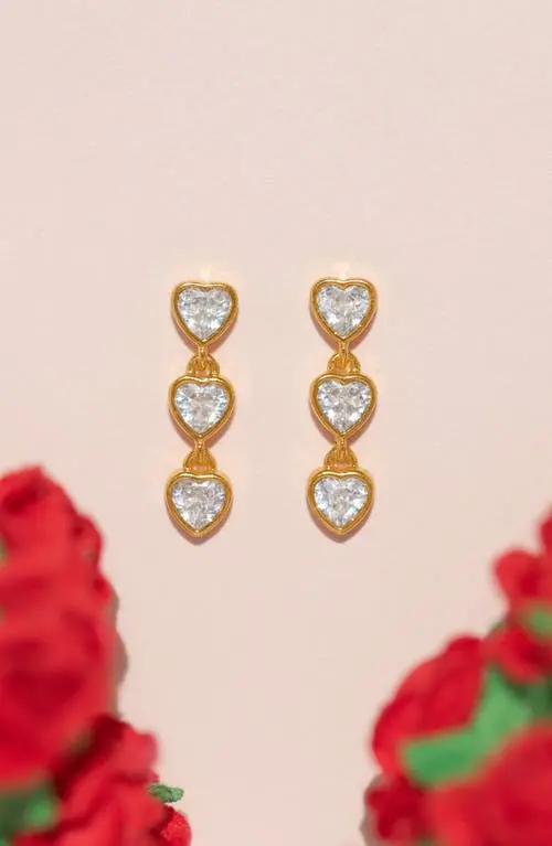 GIRLS CREW Falling Hearts Cubic Zirconia Dangle Earrings