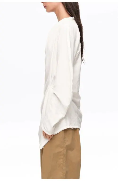 Bimba Y Lola Linen Off-shoulder Draped Top