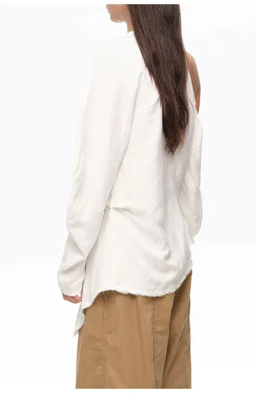 Bimba Y Lola Linen Off-shoulder Draped Top