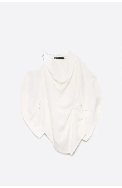 Bimba Y Lola Linen Off-shoulder Draped Top