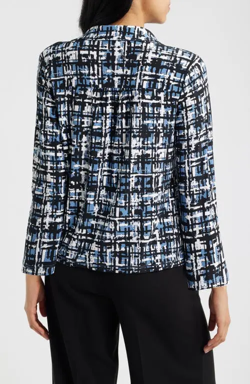Anne Klein Print Roll-tabbed Button Front Shirt