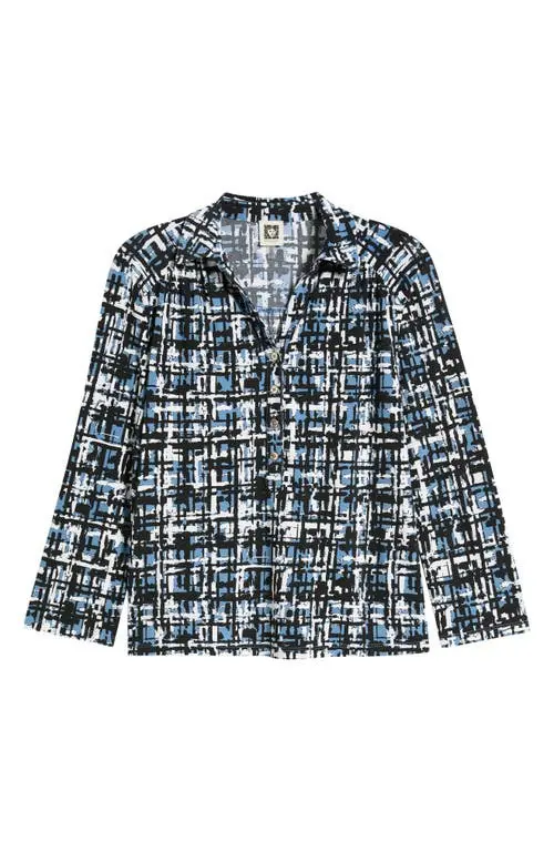 Anne Klein Print Roll-tabbed Button Front Shirt