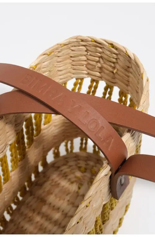 Bimba Y Lola Small Raffia Basket Bag - Mustard
