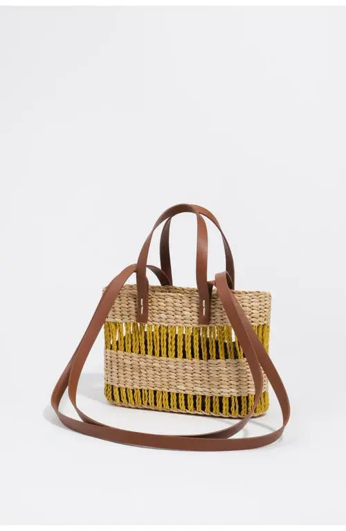Bimba Y Lola Small Raffia Basket Bag - Mustard