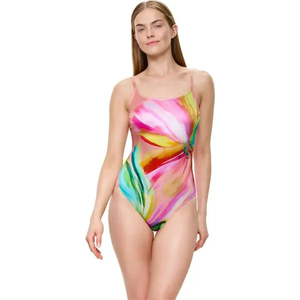 GOTTEX Floral Rhythm Round Neck One Piece Swimsuit - Pink-multi