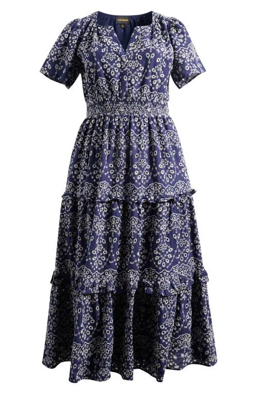 SUGARLIPS Viridiana Tiered Floral Eyelet Maxi Dress