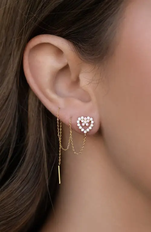 GIRLS CREW Heartstring Cubic Zirconia Threader Earrings