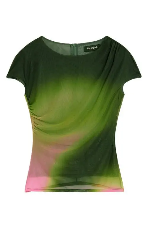 Desigual Ruched Mesh Top