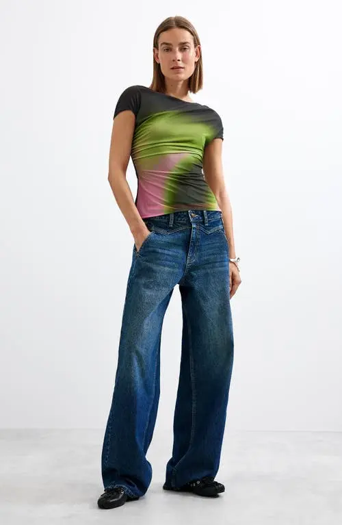 Desigual Ruched Mesh Top