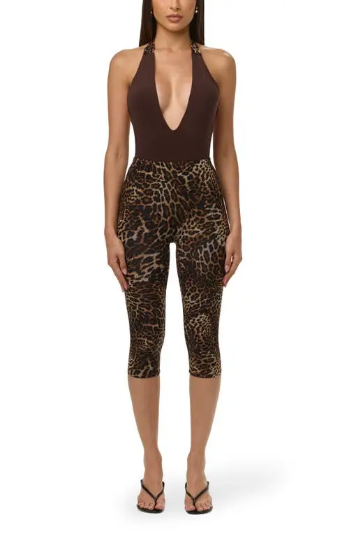 Naked Wardrobe Deep Plunge Halter Bodysuit
