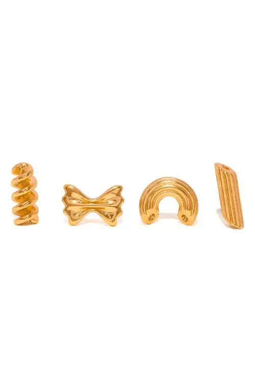 GIRLS CREW Al Dente Pasta Set Of 4 Stud Earrings - Gold
