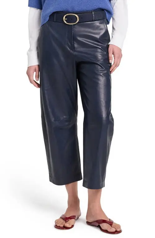 TWP Slouchy Boyfriend Crop Leather Pants - Midnight
