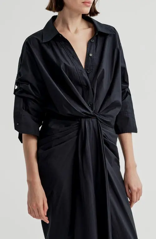 A.L.C. Leo Twist Front Cotton Shirt - Evening Blue