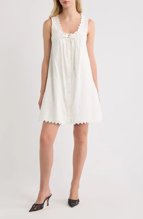 FRAME Serene Eyelet Trim Cotton Minidress - White