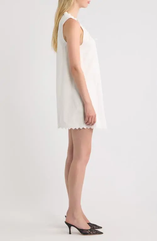 FRAME Serene Eyelet Trim Cotton Minidress - White