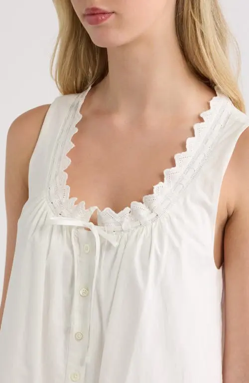 FRAME Serene Eyelet Trim Cotton Minidress - White