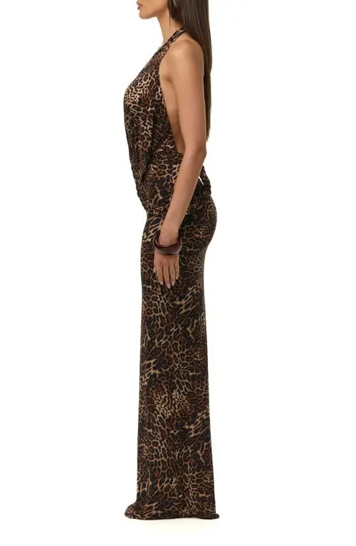 Naked Wardrobe Deep Plunge Leopard Print Maxi Dress