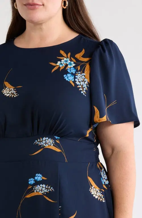 SUGARLIPS Dusk Bloom Floral Fit & Flare Midi Dress