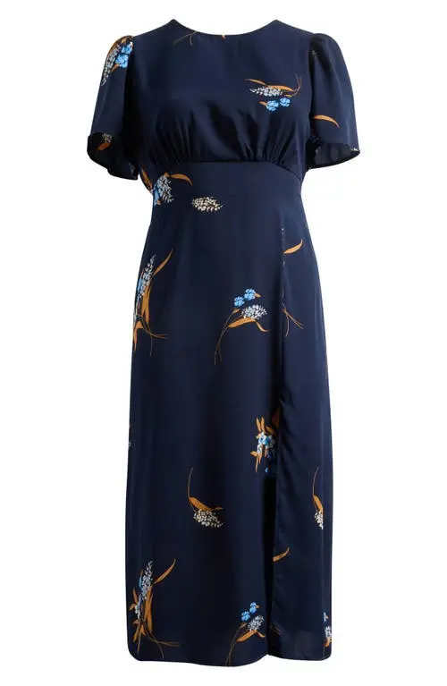 SUGARLIPS Dusk Bloom Floral Fit & Flare Midi Dress