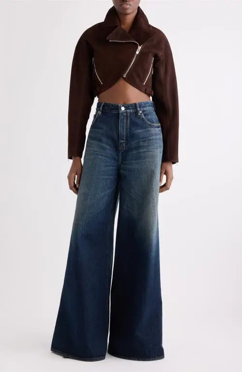 Alaïa High Waist Denim Palazzo Pants
