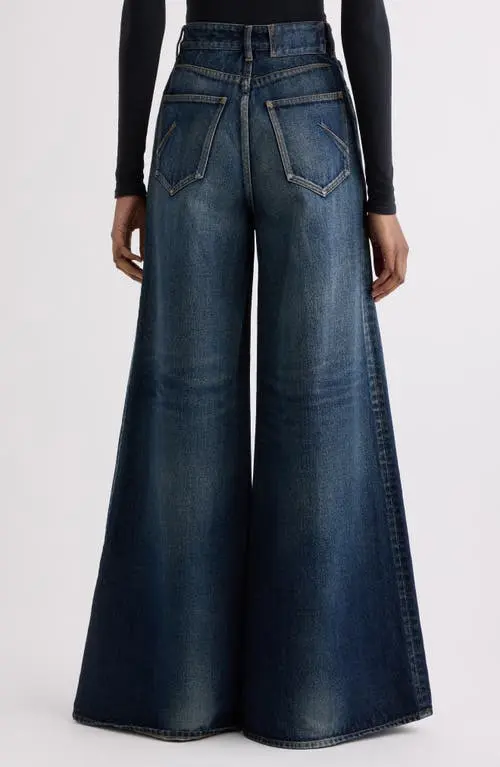 Alaïa High Waist Denim Palazzo Pants