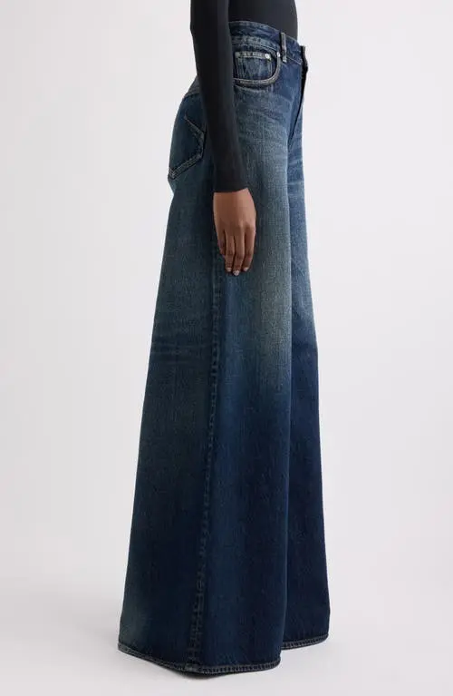 Alaïa High Waist Denim Palazzo Pants