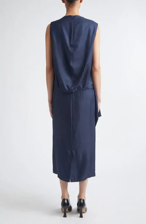 Loulou De Saison Izia Draped Silk Twill Cape Dress