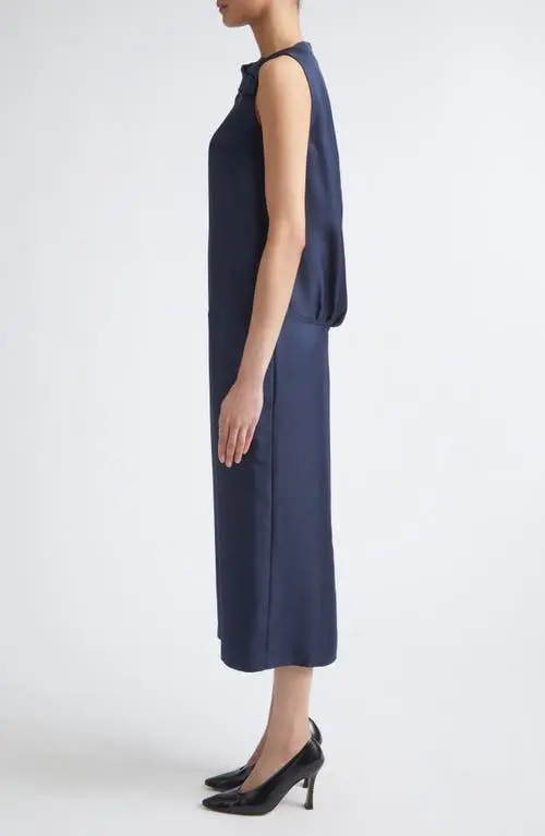 Loulou De Saison Izia Draped Silk Twill Cape Dress