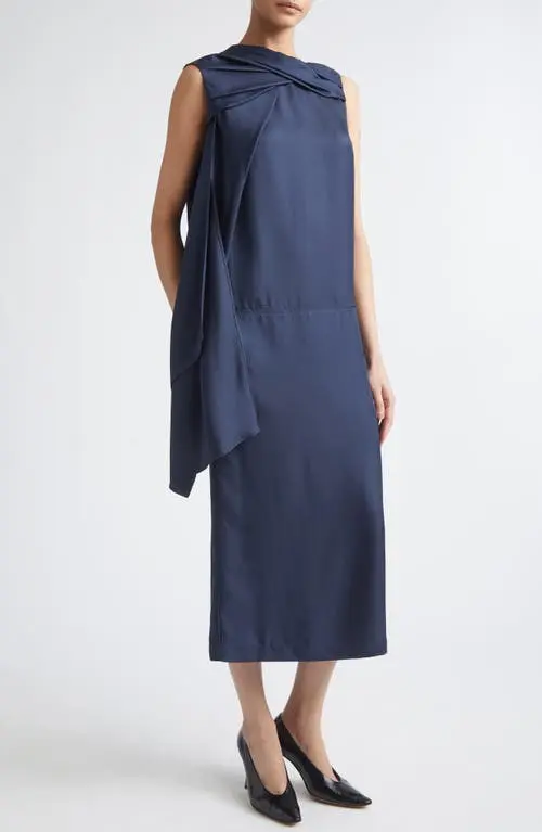 Loulou De Saison Izia Draped Silk Twill Cape Dress