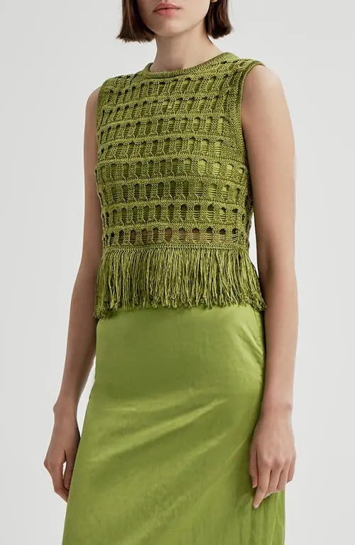 A.L.C. Esme Sleeveless Open-stitched Top With Fringe