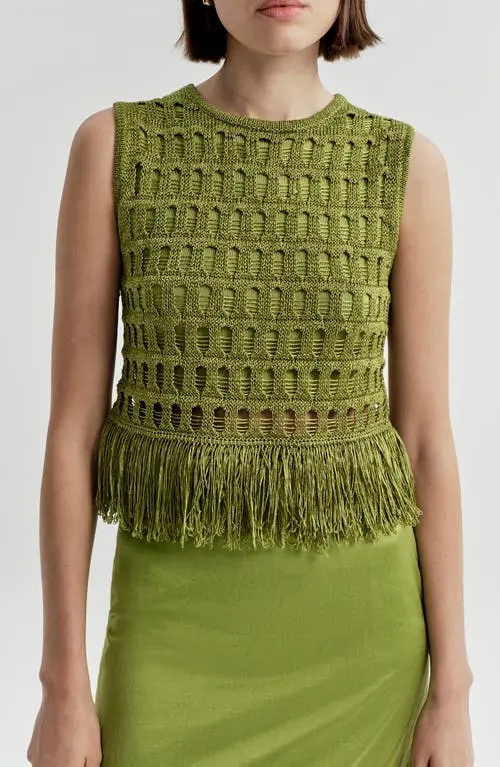 A.L.C. Esme Sleeveless Open-stitched Top With Fringe