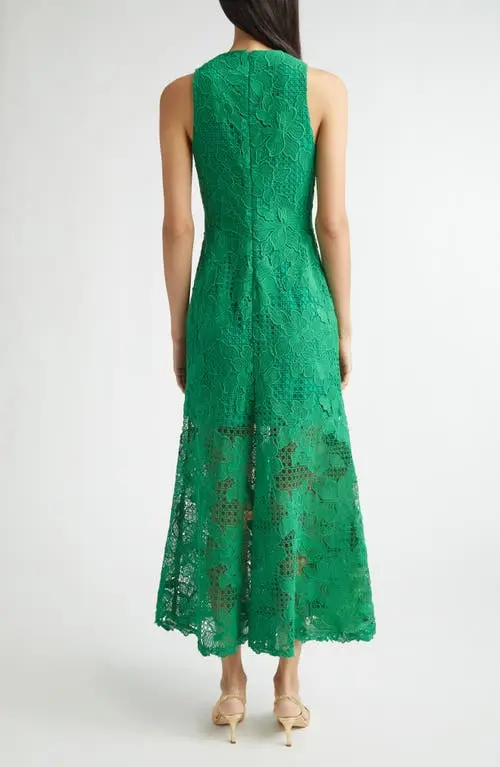 Lela Rose Lattice Guipure Lace Midi Dress