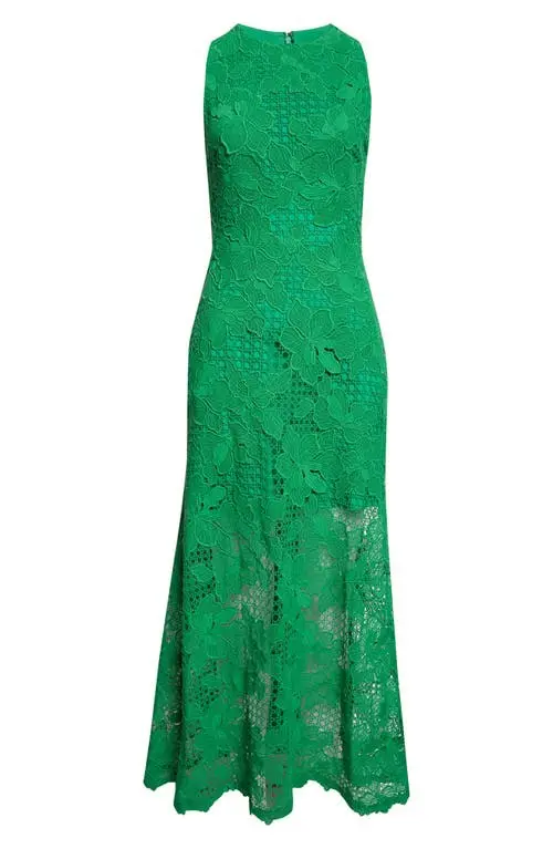 Lela Rose Lattice Guipure Lace Midi Dress