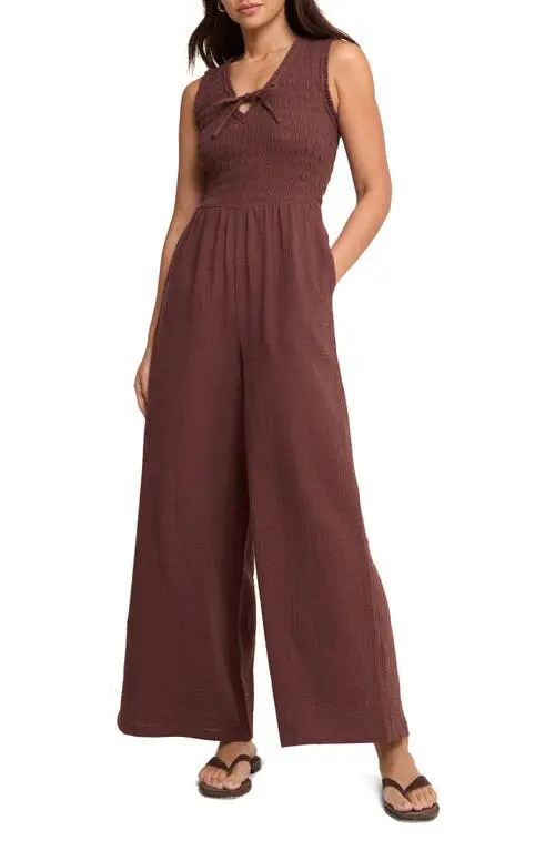 NOBODY'S CHILD Jayda Smocked Wide Leg Jumpsuit