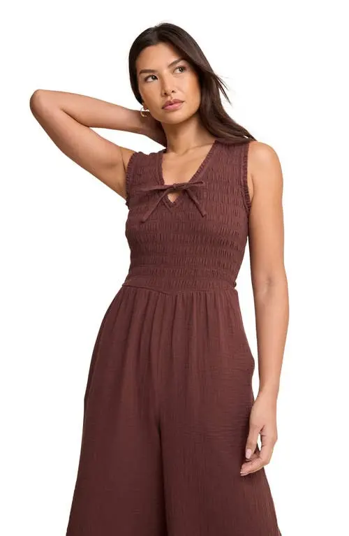NOBODY'S CHILD Jayda Smocked Wide Leg Jumpsuit