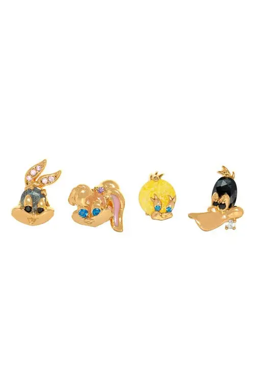 GIRLS CREW Looney Tunes Set Of 4 Stud Earrings - Gold