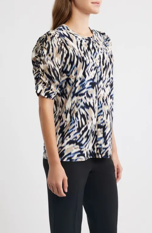 Anne Klein Print Puff Sleeve Jersey Top