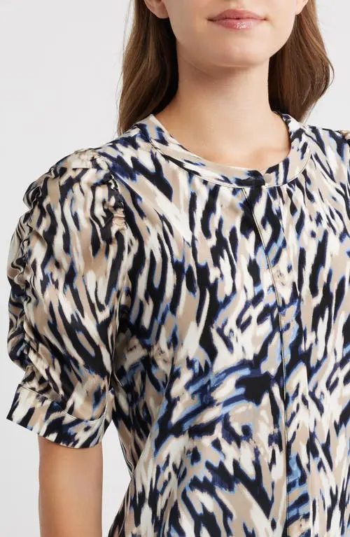 Anne Klein Print Puff Sleeve Jersey Top