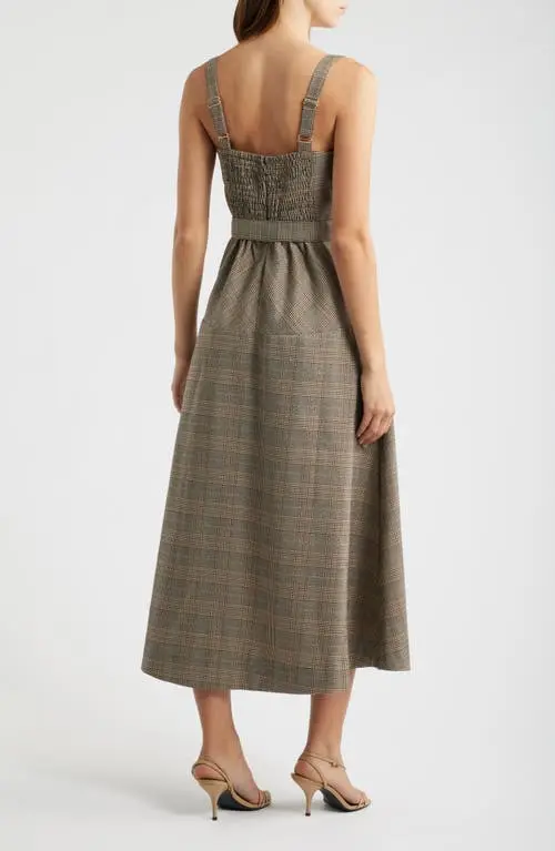 ZOE AND CLAIRE Sleeveless Plaid Belted Midi Dress