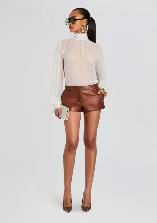 Retrofete Valesia Leather Short - Cigar