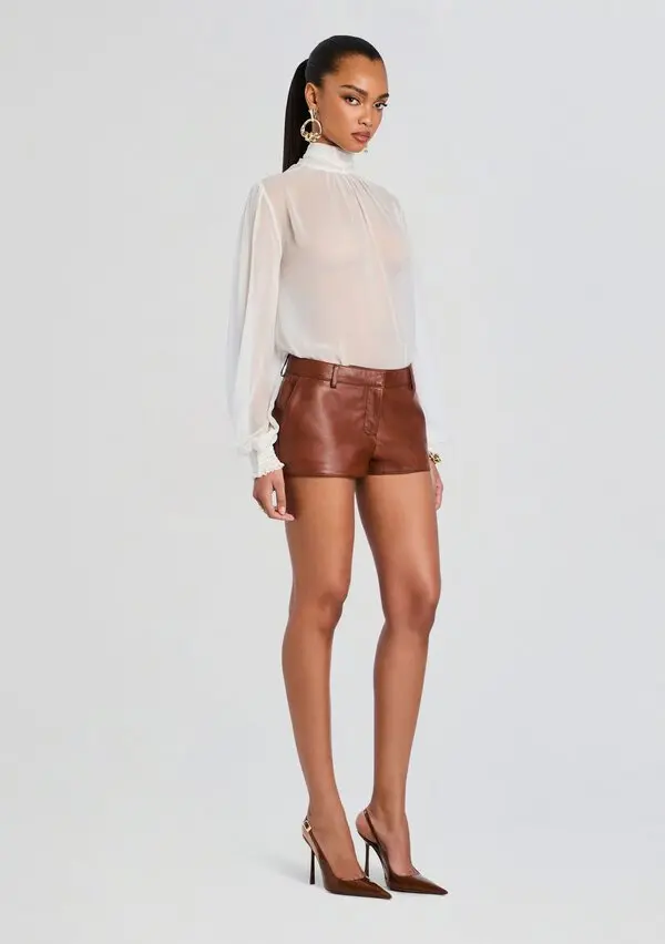 Retrofete Valesia Leather Short - Cigar