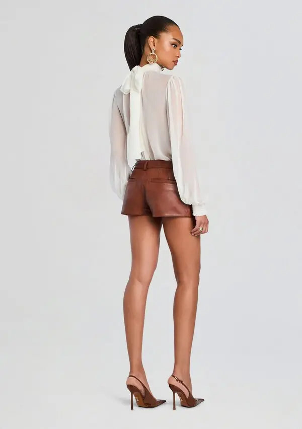 Retrofete Valesia Leather Short - Cigar