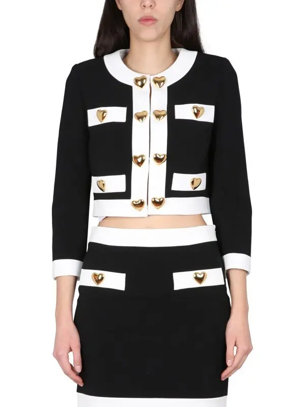 Moschino Heart Buttons Crepe Jacket - Black