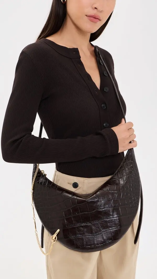 Tory Burch Pierced Croc-embossed Crossbody Bag