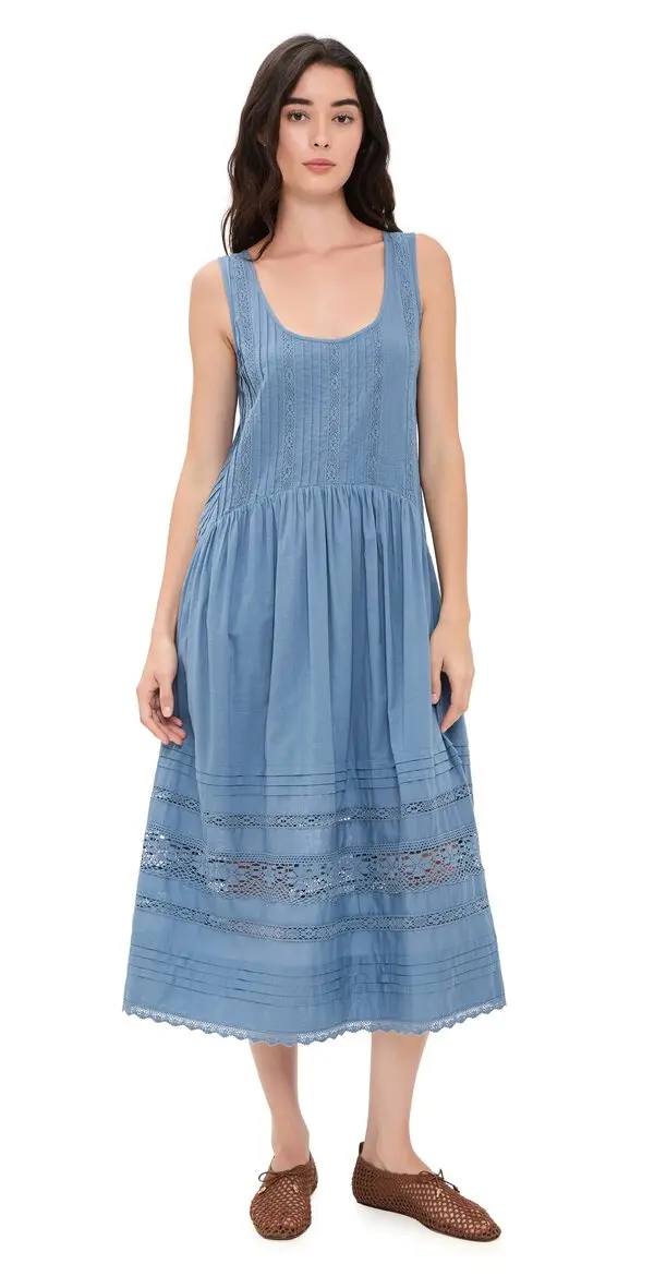 Sea Pippa Solid Tank Midi Dress - Blue