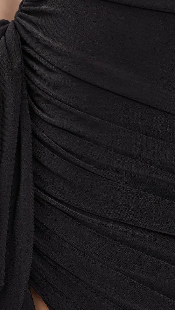 Norma Kamali Sleeveless Side Drape Mini Dress With Bow