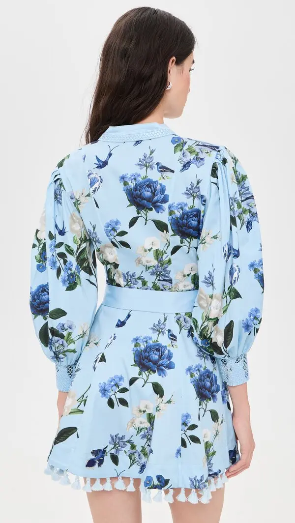 Alice + Olivia Lucy Floral Print Mini Shirt Dress With Tie Belt